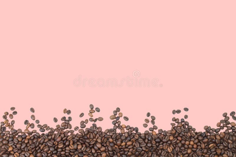 Coffee Beans Isolated Pink Background Border Copy Space Text Stock ...