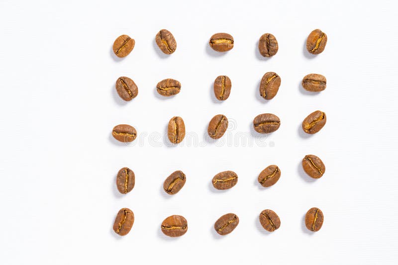 Coffee Beans are Laid Out in a Row on a White Background. Stock Image ...