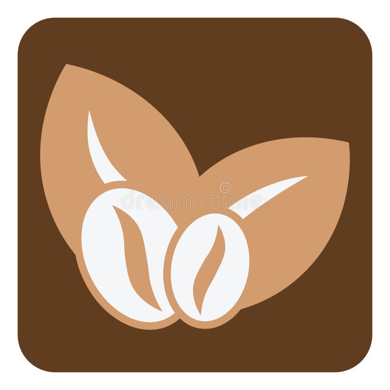 Coffee Beans with Leaves, Icon Stock Vector - Illustration of green ...