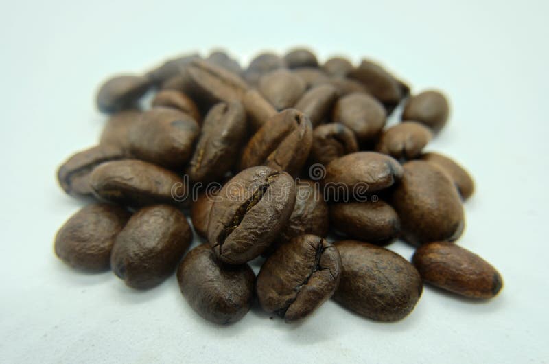 Coffee Beans on a Light Background. Top-side View Stock Photo - Image ...