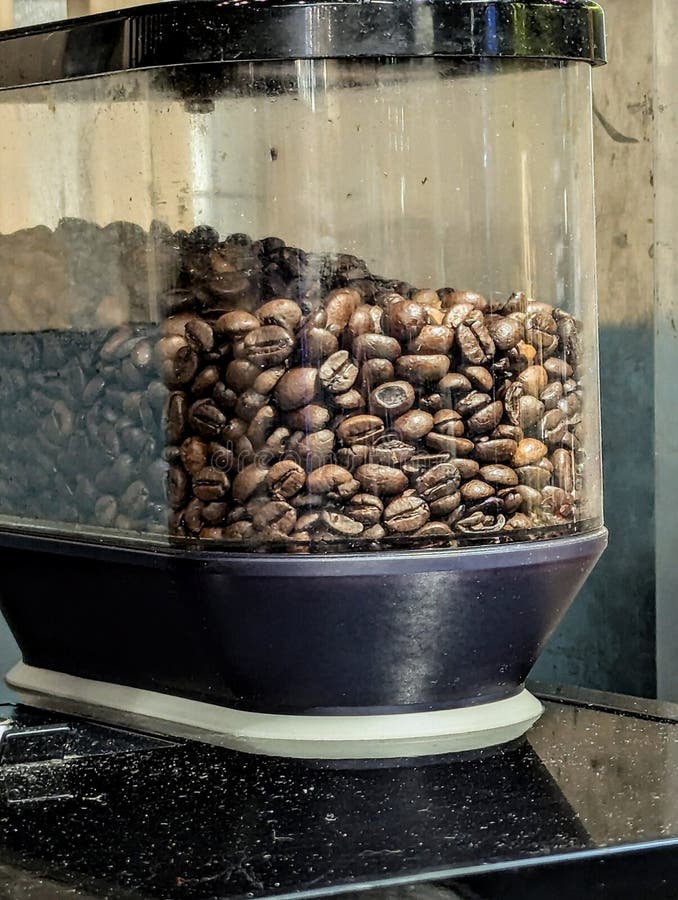 Coffee Beans in a Coffee Machine Stock Image - Image of dark, machine ...