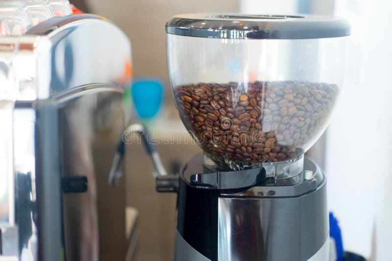 Coffee Beans in Coffee Machine Stock Image - Image of caffeine, coffee ...