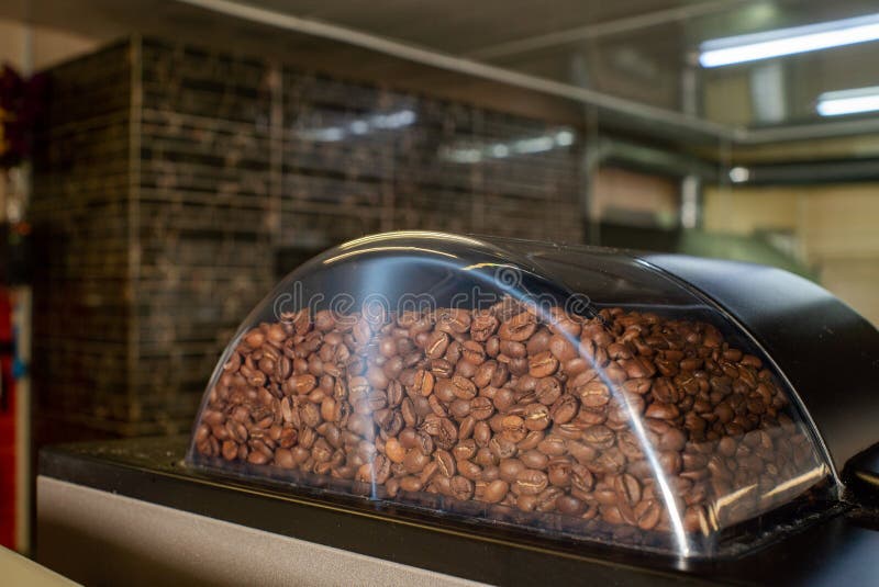 Coffee Beans in a Coffee Machine for Preparing a Delicious Coffee Drink ...