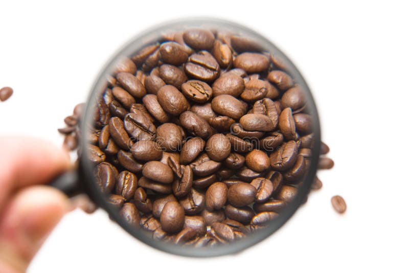 Coffee beans and magnifier stock image. Image of aroma - 29634169