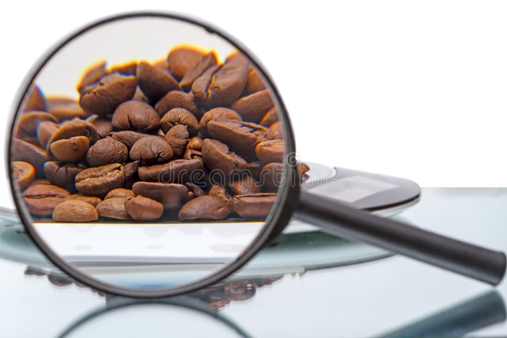 Coffee beans and magnifier stock image. Image of horizontal - 51748349