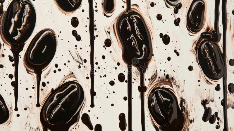 Coffee Beans and Melted Chocolate in Abstract Composition Stock Image ...