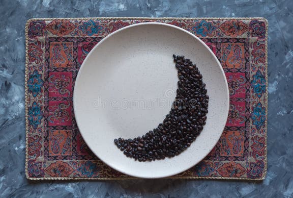 Coffee Beans in Moon Shape on a Plate. Stock Photo - Image of arab ...