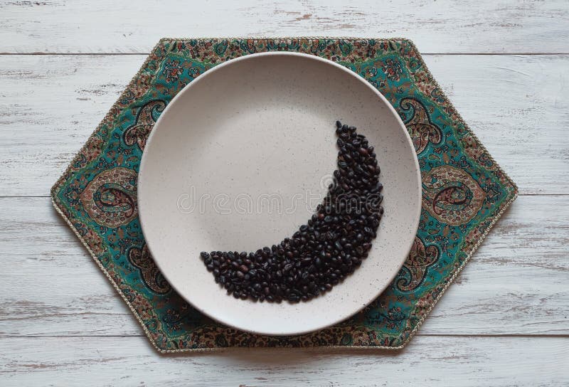 Coffee Beans in Moon Shape on a Plate. Stock Photo - Image of arabic ...