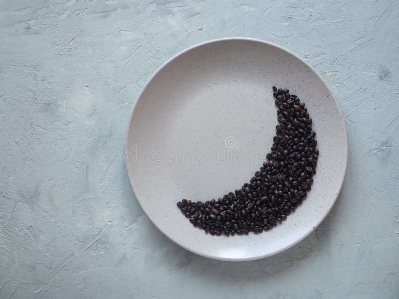 Coffee Beans in Moon Shape on a Plate. Stock Photo - Image of design ...
