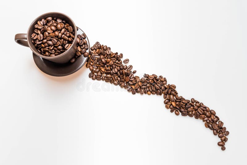 Coffee Beans and Coffee in a Mug Stock Image - Image of bean, delicious ...