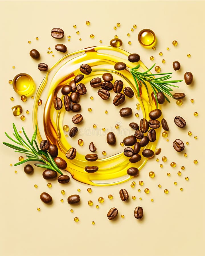 Coffee Beans and Oil in a Circle Stock Image - Image of grain, circle ...