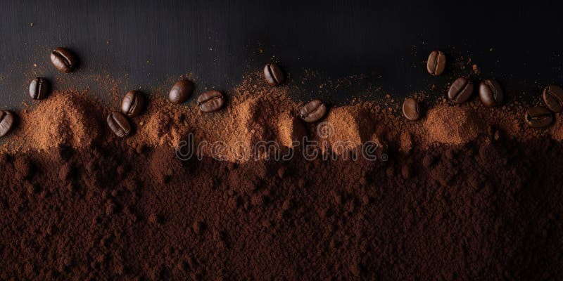 Coffee Beans Over Black Background. Top View Layout Stock Illustration ...