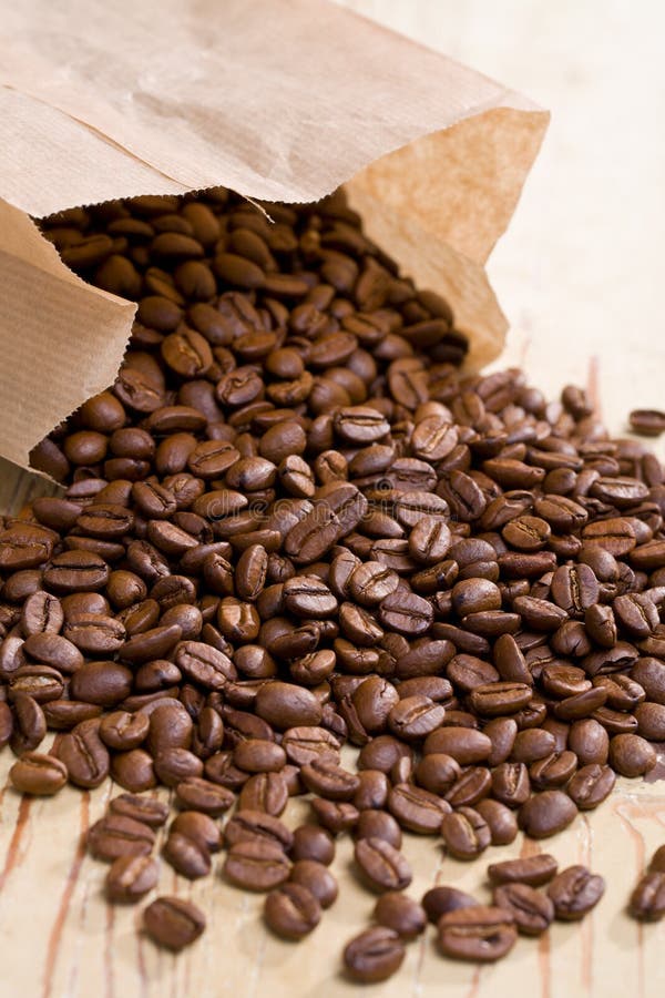 Coffee beans in paper bag stock photo. Image of seed - 19130902