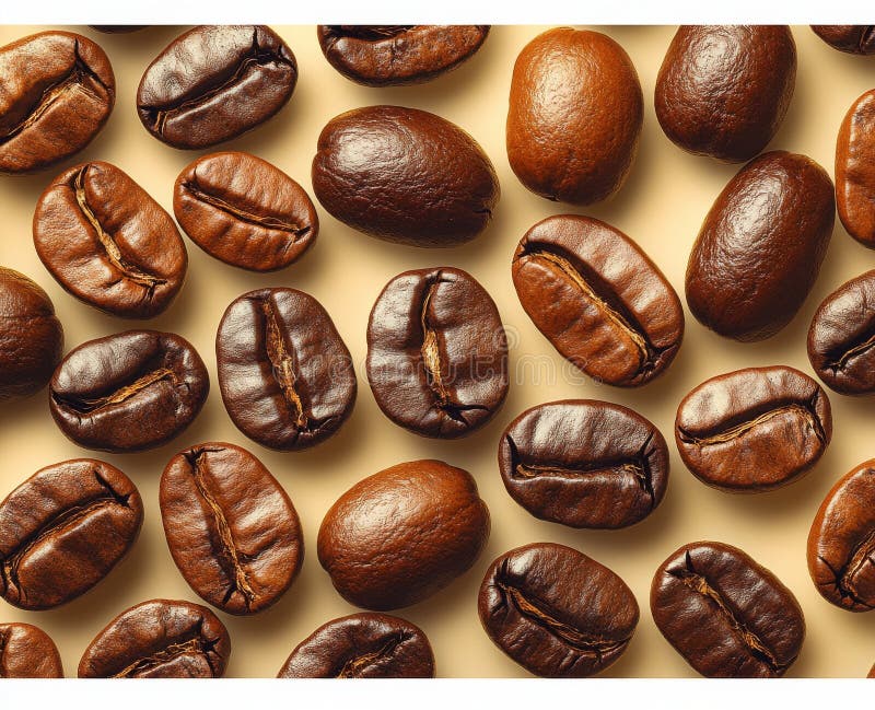 Coffee Beans are Piled on Top of Each Other on a Table Stock ...