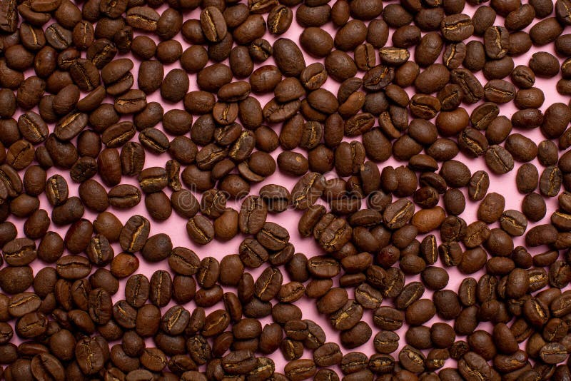 Coffee Beans on a Pink Background from Above,Coffee Espresso.Coffee ...