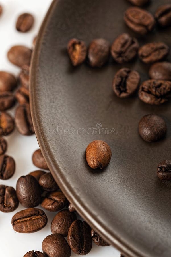 Coffee beans on a plate stock image. Image of agriculture - 48829947