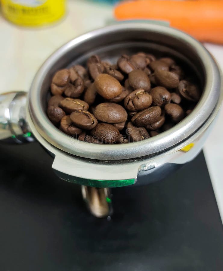 Coffee Beans in the Portal Filter Stock Image - Image of snack, meal ...