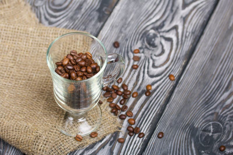 Coffee Beans. Poured into a Glass Beaker Stock Image - Image of goblet ...