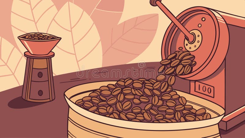 Coffee Beans Pouring, Aromatic Coffee Preparation Scene. Vector Design ...