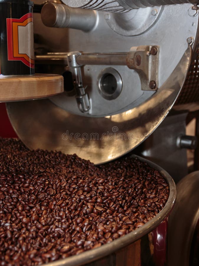 Coffee Beans Process in Roasting Machine Stock Photo - Image of bead ...