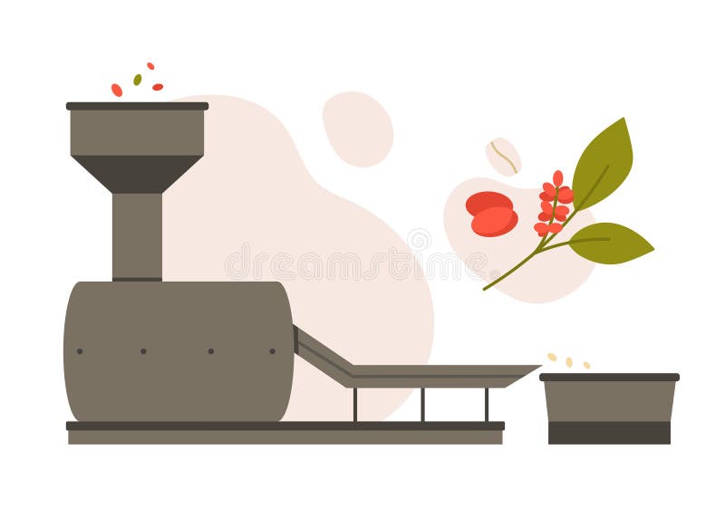 Coffee Beans Processing Machine Stock Vector - Illustration of ...