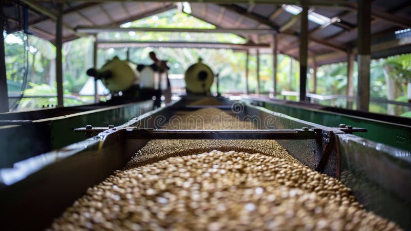 Coffee Beans Processing in a Plantation Stock Image - Image of ...