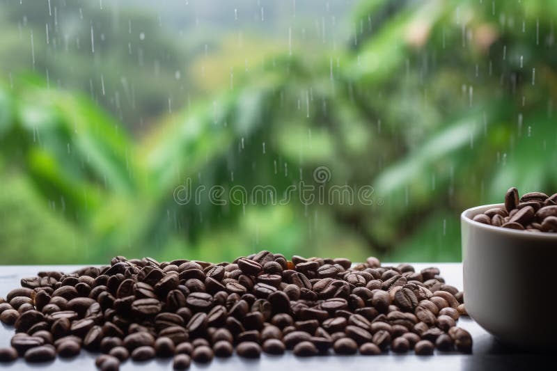 Coffee Beans and Rainy Day stock illustration. Illustration of ...