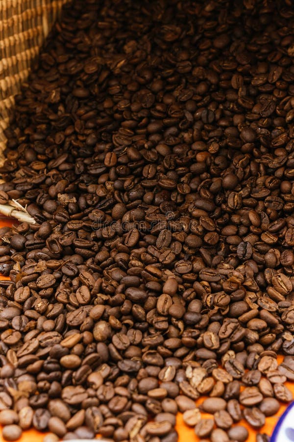 Coffee Beans Ready To Be Ground Placed in a Basket Stock Image - Image ...