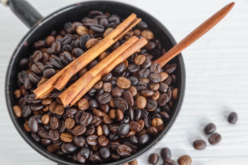.Coffee Beans Roasted in a Pan Stock Photo - Image of commerce ...