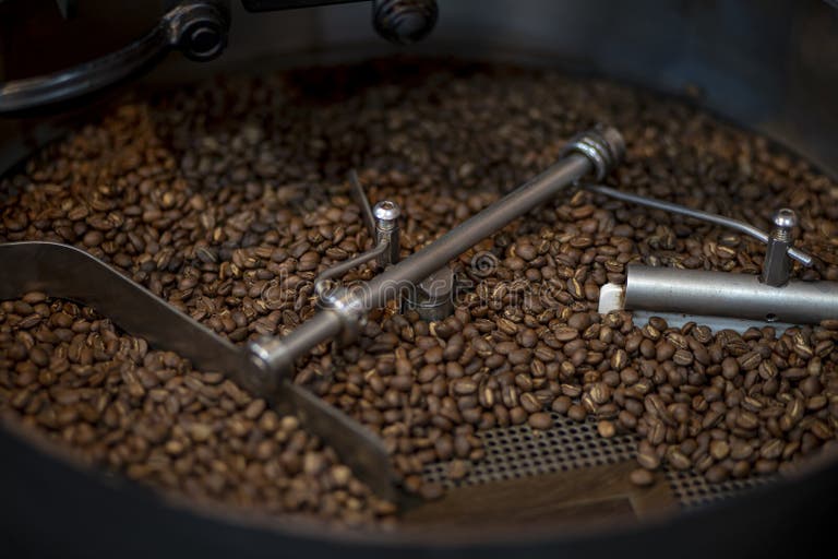 Coffee Beans during the Roasting Process Stock Photo - Image of ...