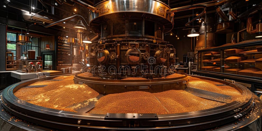 Coffee Beans during the Roasting Process, Moving Paddle of the ...