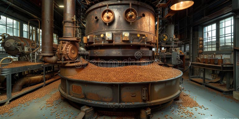 Coffee Beans during the Roasting Process, Moving Paddle of the ...