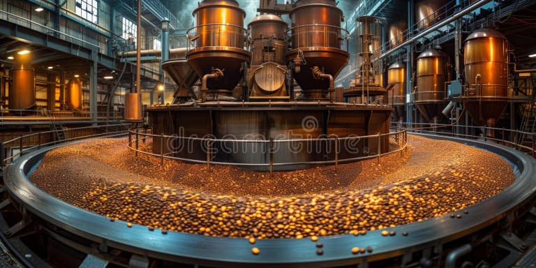 Coffee Beans during the Roasting Process, Moving Paddle of the ...