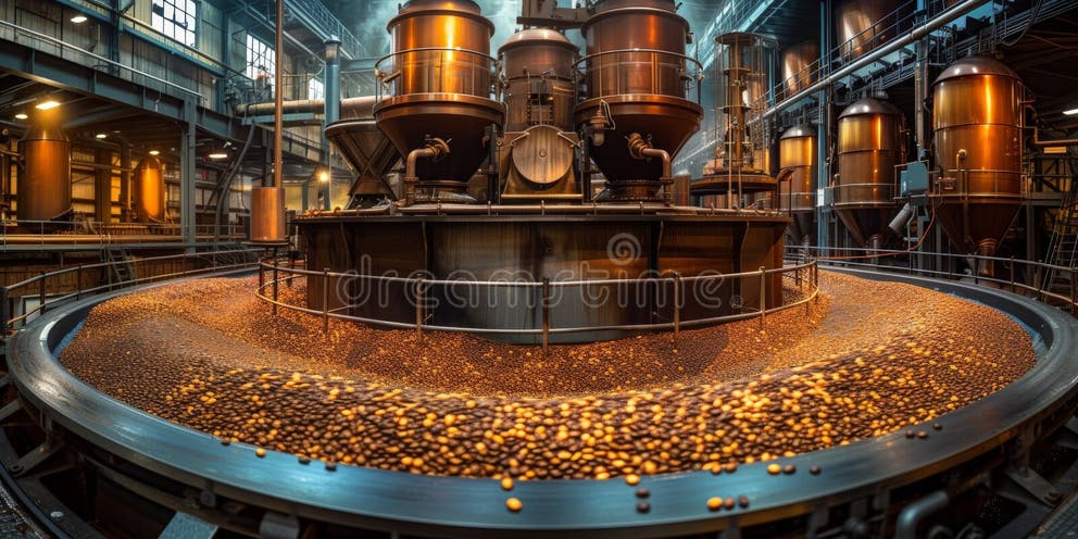 Coffee Beans during the Roasting Process, Moving Paddle of the ...