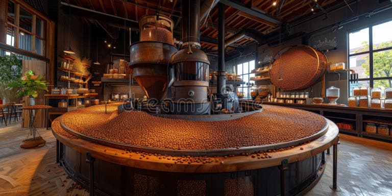 Coffee Beans during the Roasting Process, Moving Paddle of the ...