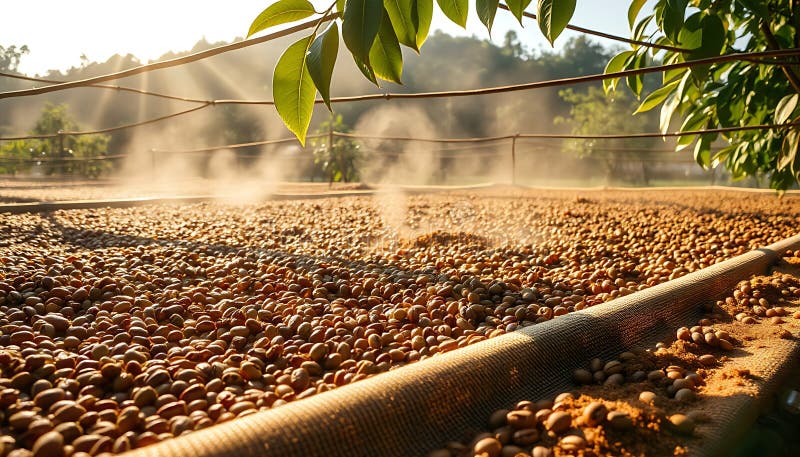 Coffee Beans Roasting Process, Coffee Production and Aromatic Beverage ...