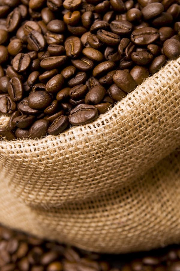 Coffee beans in a sack stock image. Image of sack, sackcloth - 10473527