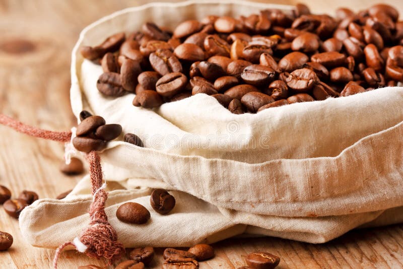 Coffee beans in sack stock image. Image of java, fiber - 17397265