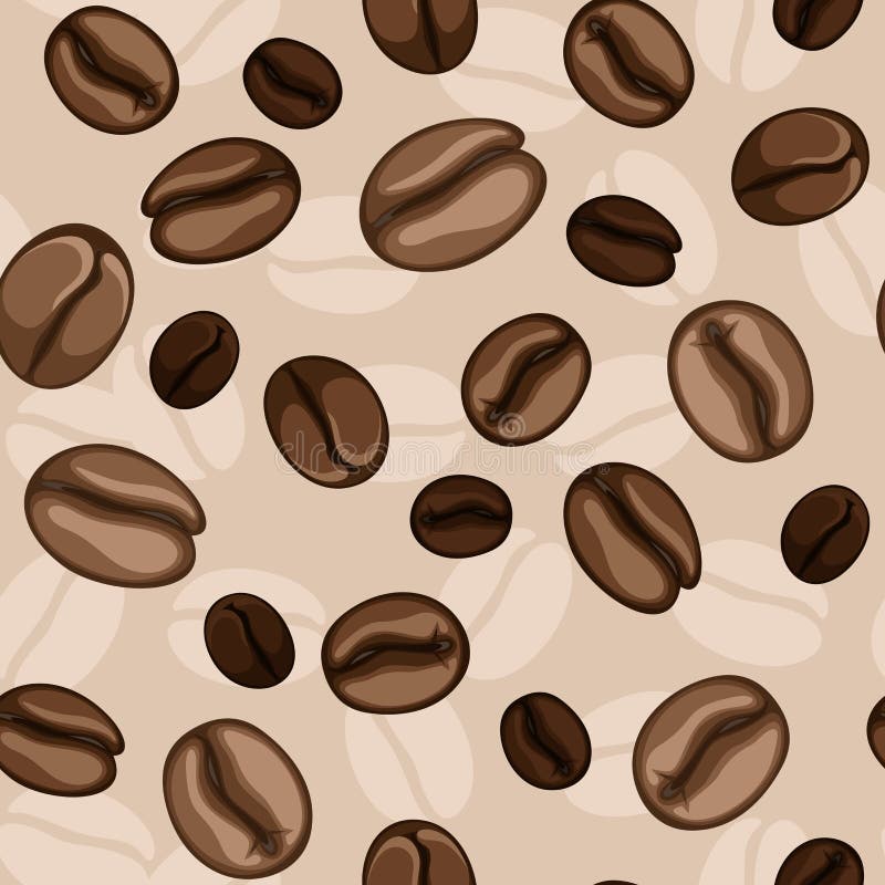 Vector Coffee Seamless Pattern with Brown Random Beans Stock Vector ...