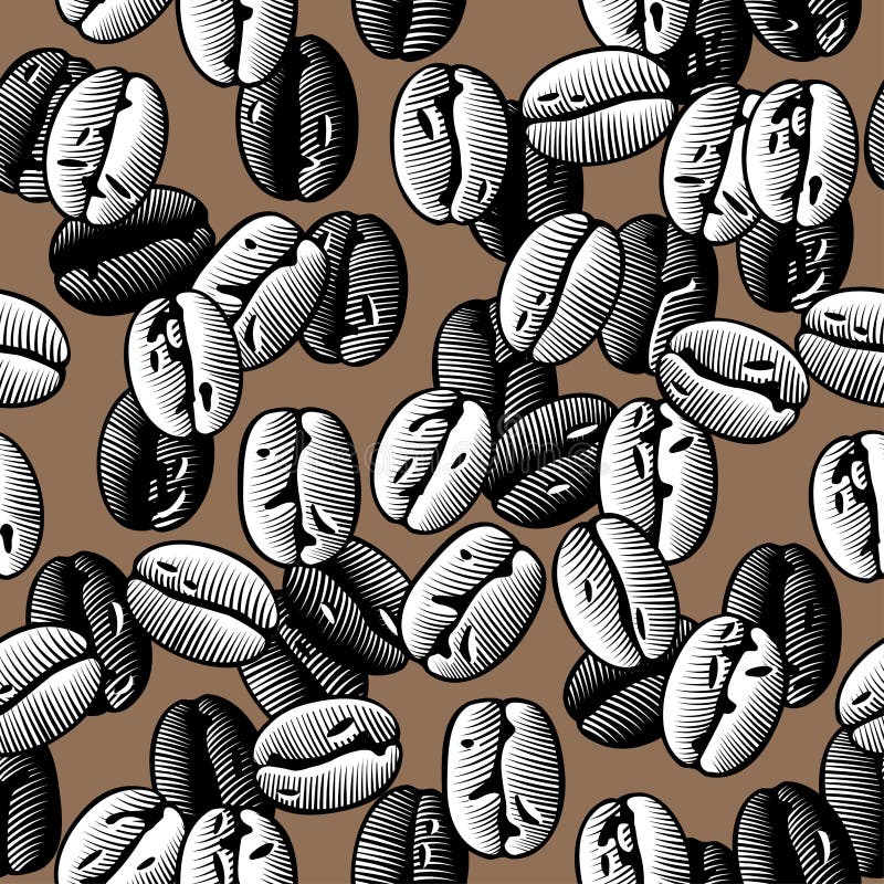 Coffee Beans Seamless Pattern Background Stock Vector - Illustration of ...