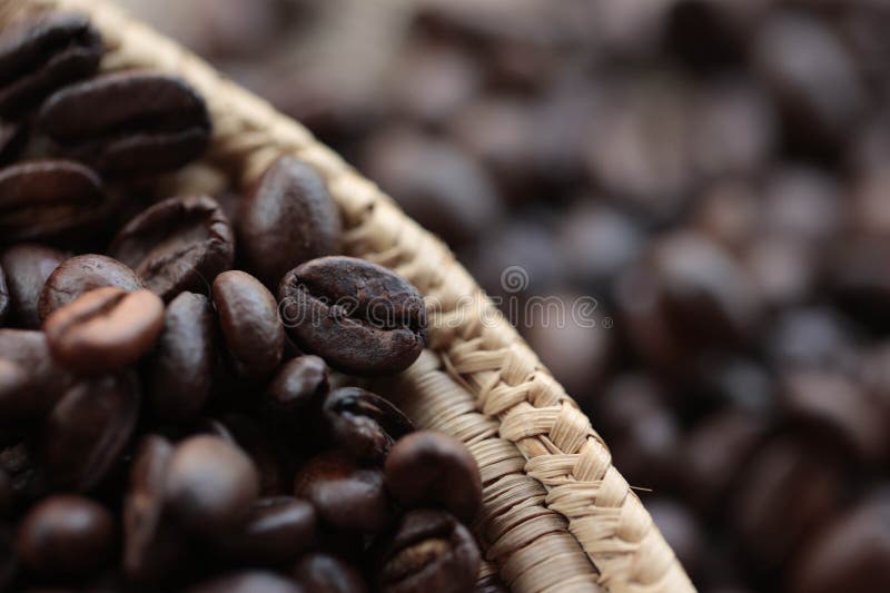 Coffee Beans Served in a Hand-woven Colander Stock Image - Image of ...