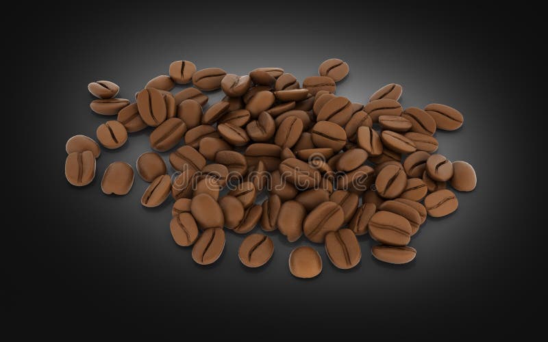 Coffee Beans without Shadow on Black Background 3d Stock Illustration ...