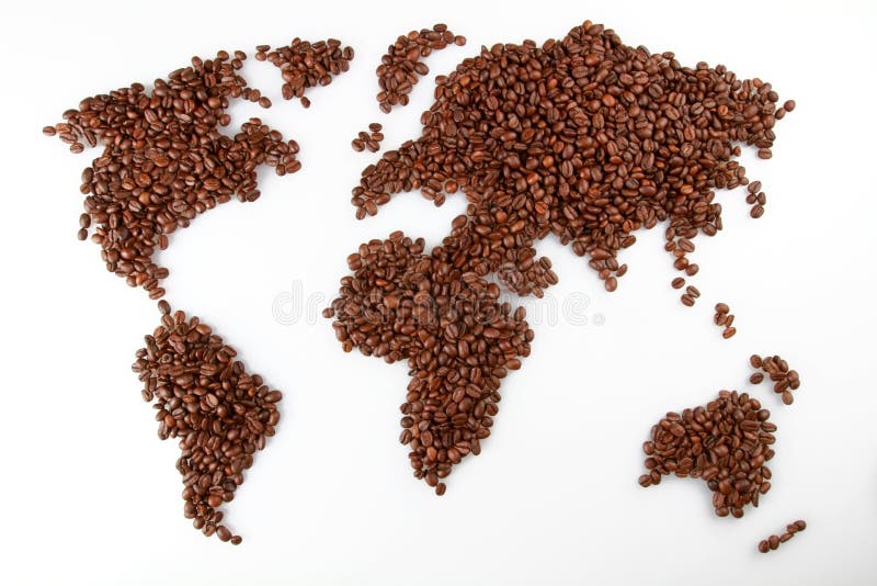 Coffee Beans in the Shape of the World Stock Photo - Image of bean ...
