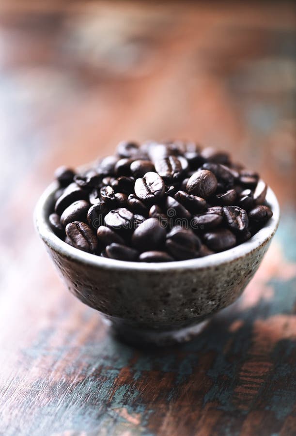 Coffee Beans in a Small Ceramic Dish. Stock Photo - Image of small ...