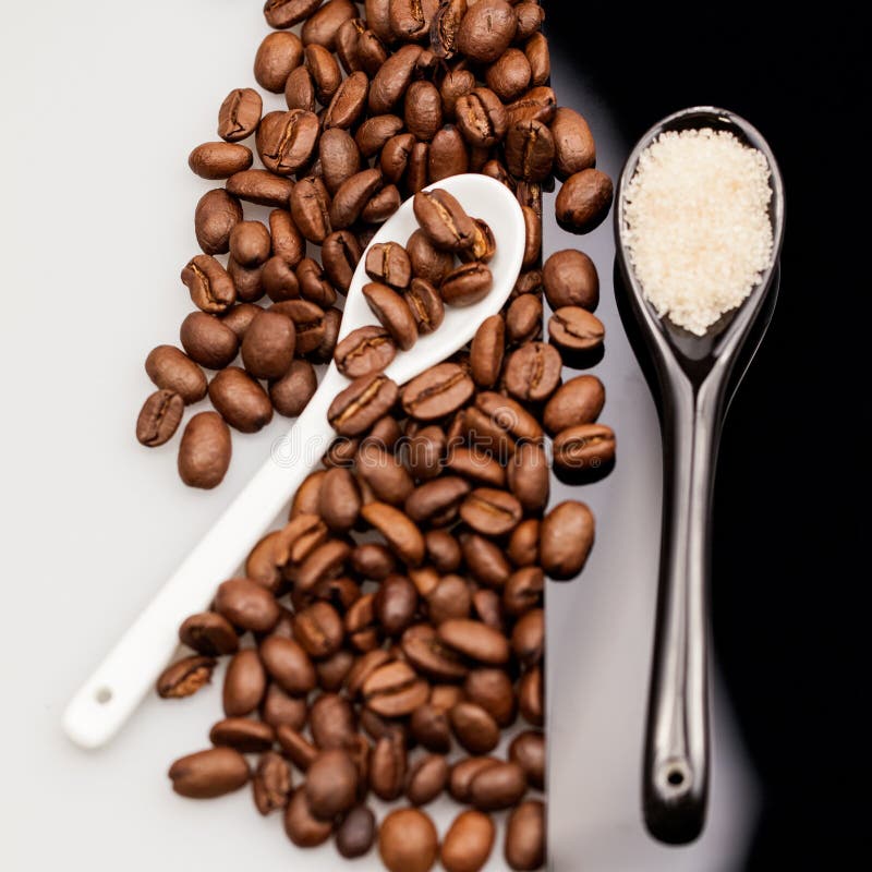 Coffee Beans and Small Teaspoons Stock Image - Image of preparation ...