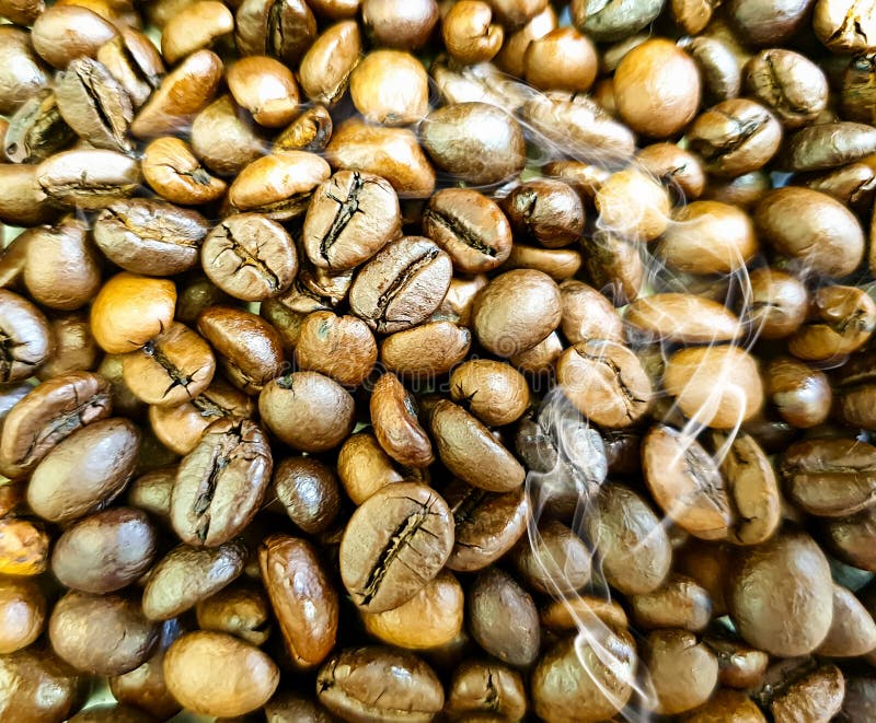 Coffee Beans Smoke Roast Background Texture Stock Photo - Image of ...