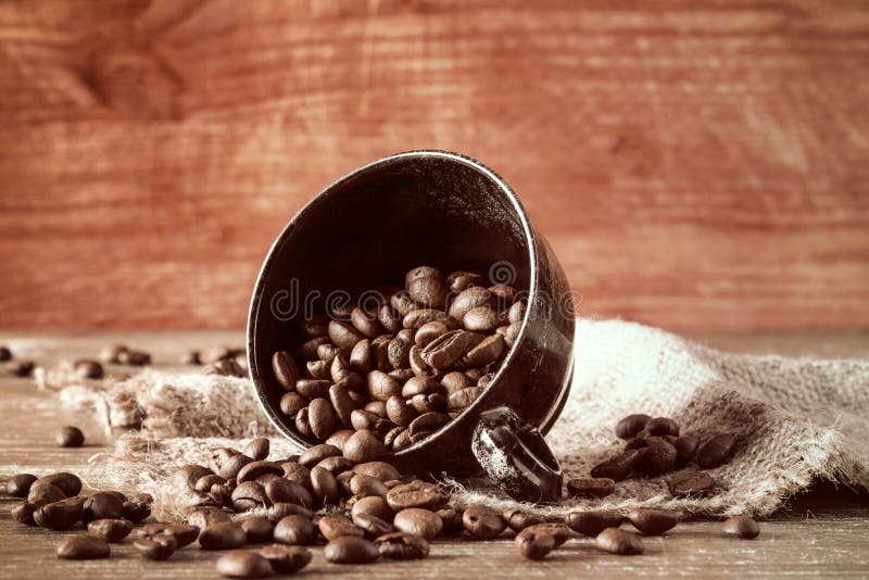 Coffee Beans Spilled Out of a Cup Stock Image - Image of healthy ...
