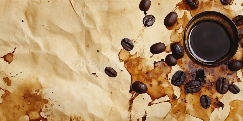 Coffee Beans Spilled on Paper Stock Illustration - Illustration of high ...