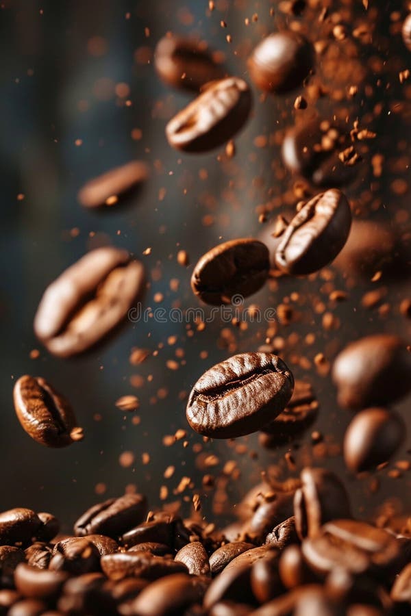Coffee Beans Splash Fresh. Selective Focus Stock Photo - Image of ...
