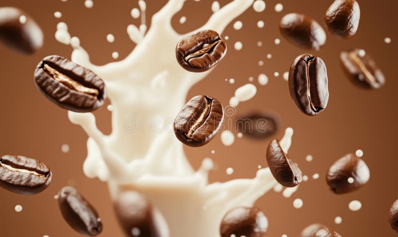 Coffee Beans Splashing in Milk, Dynamic Composition, Rich Textures ...